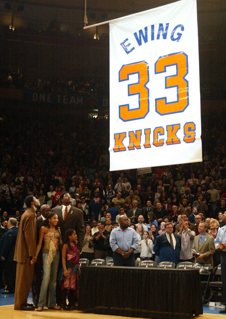 Outrage erupts as Patrick Ewing’s retired No. 33 jersey displayed for ...