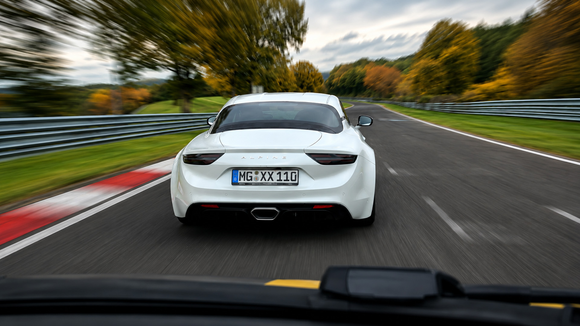 Inside Abarth 595 almost crash with Alpine A110 on race track