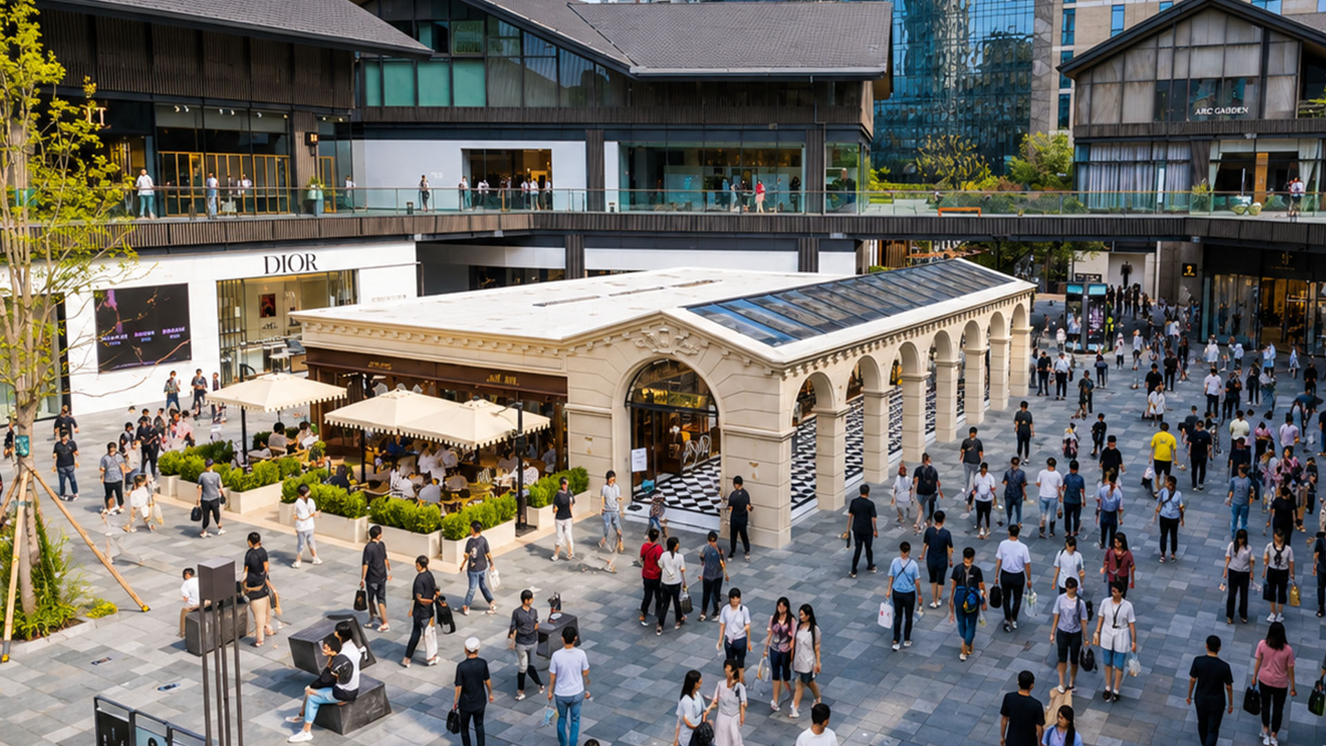 Walking through China’s high-end lifestyle street from a balcony view