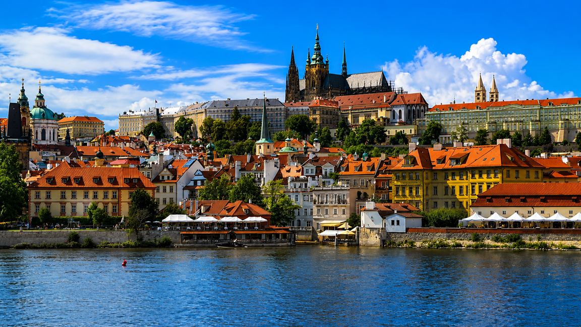 The grand cathedral rising above the old town