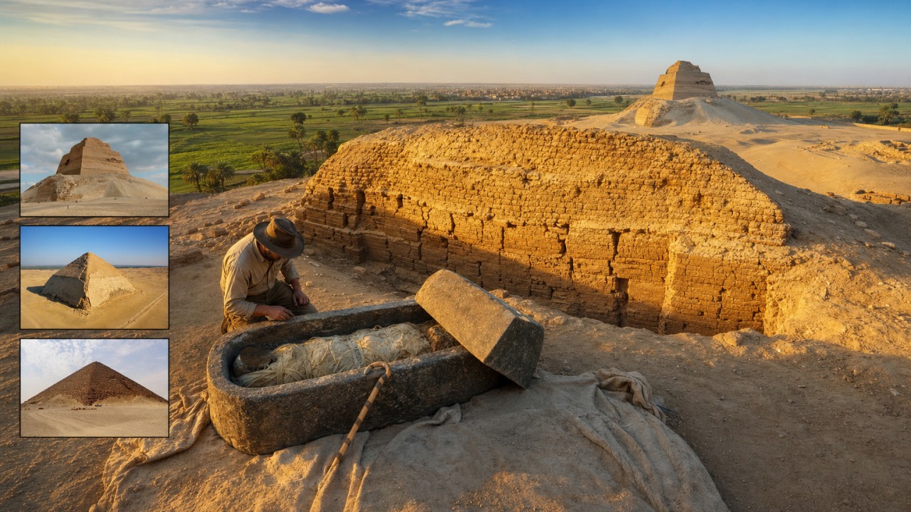 Sneferu built 3 pyramids but was buried in a mastaba