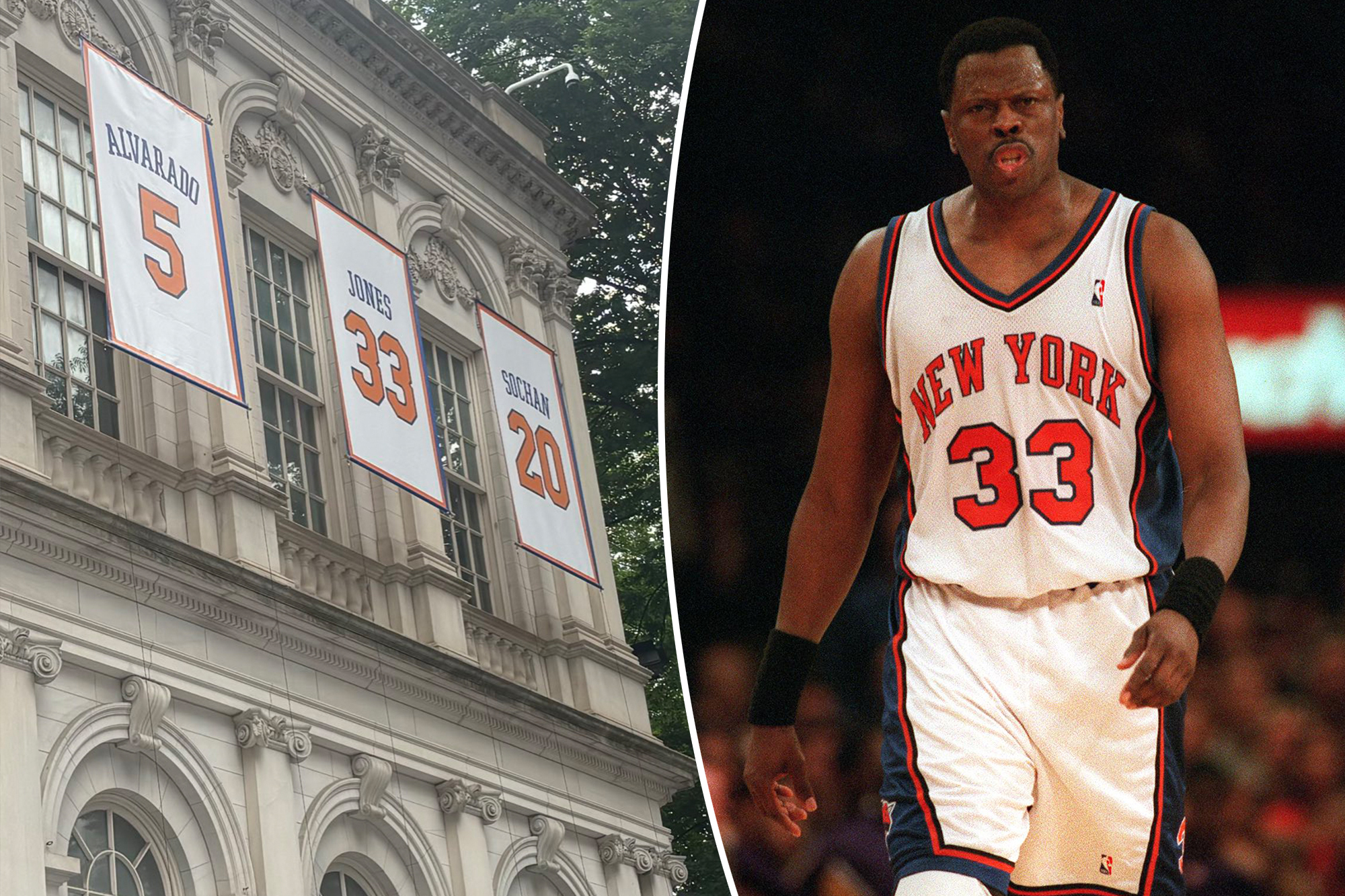 Outrage erupts as Patrick Ewing’s retired No. 33 jersey displayed for ...