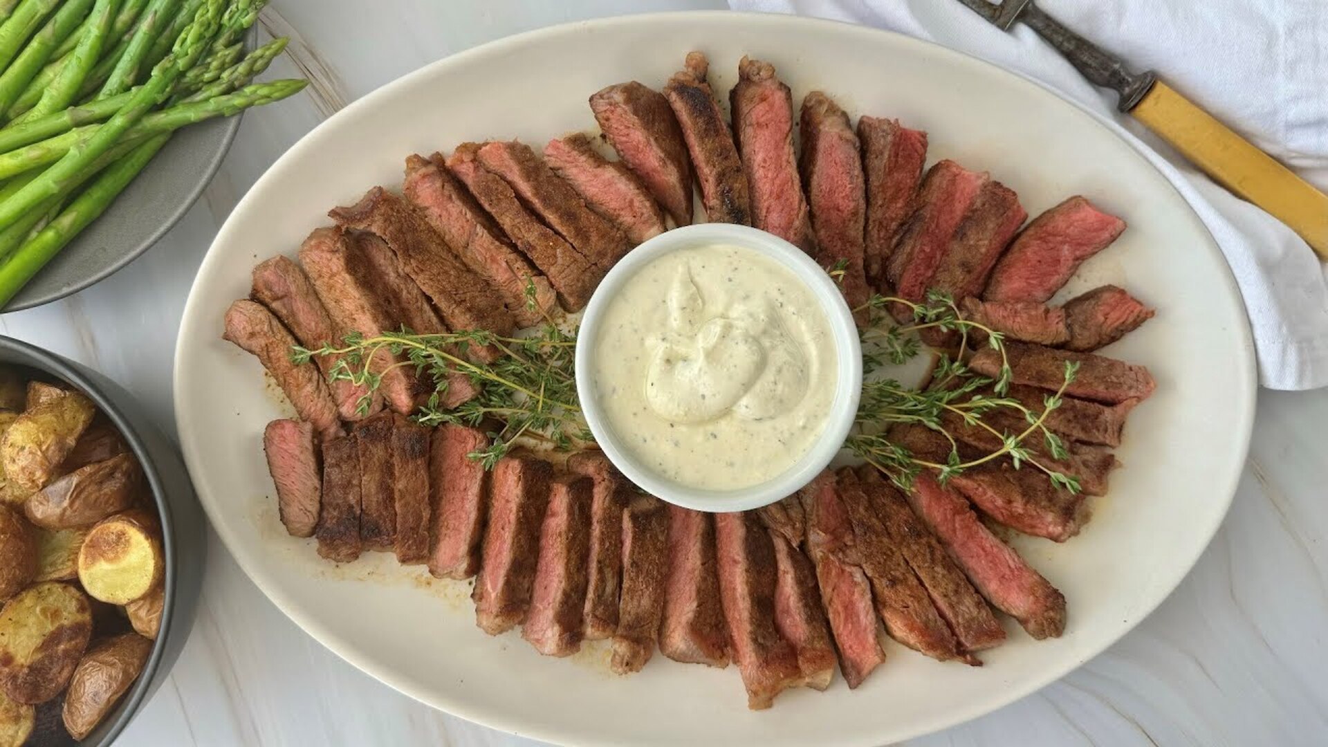 Seared steak and lemony whipped feta recipe