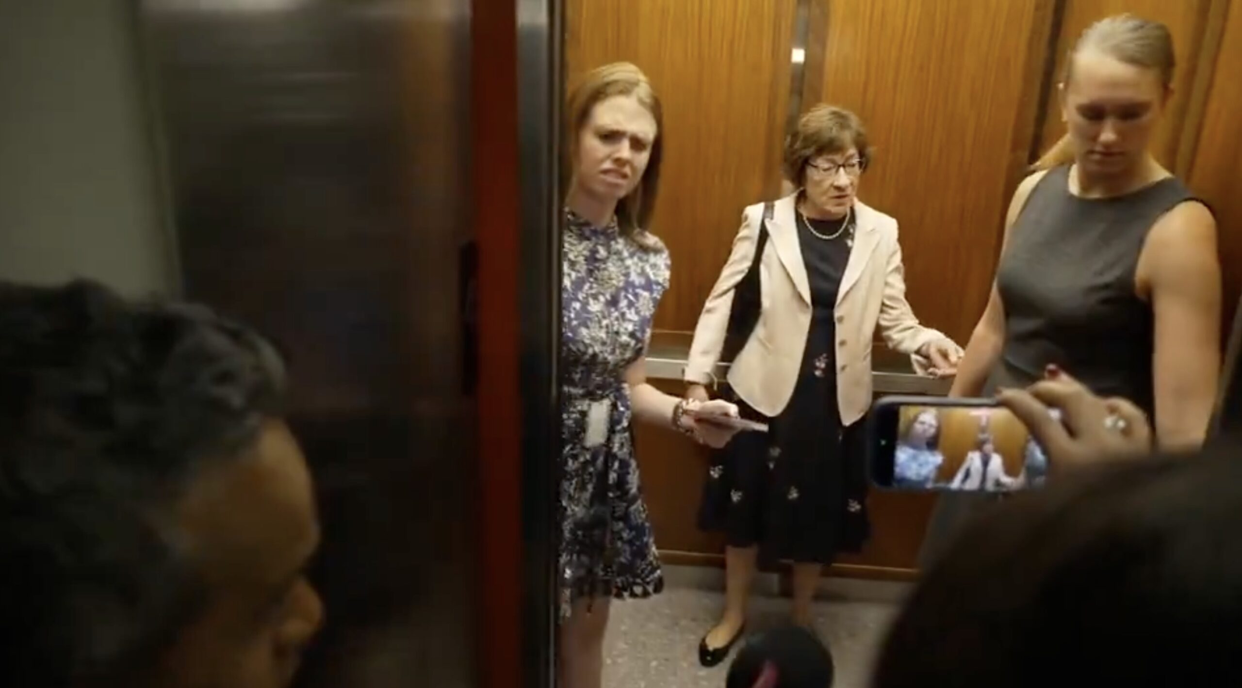 Watch: Elevator door can’t save Susan Collins as she’s pressed on Trump ...