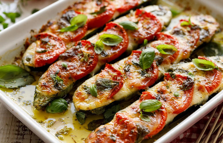 Gefüllte Zucchini mit Mozzarella und Tomaten: köstliches Ofengericht