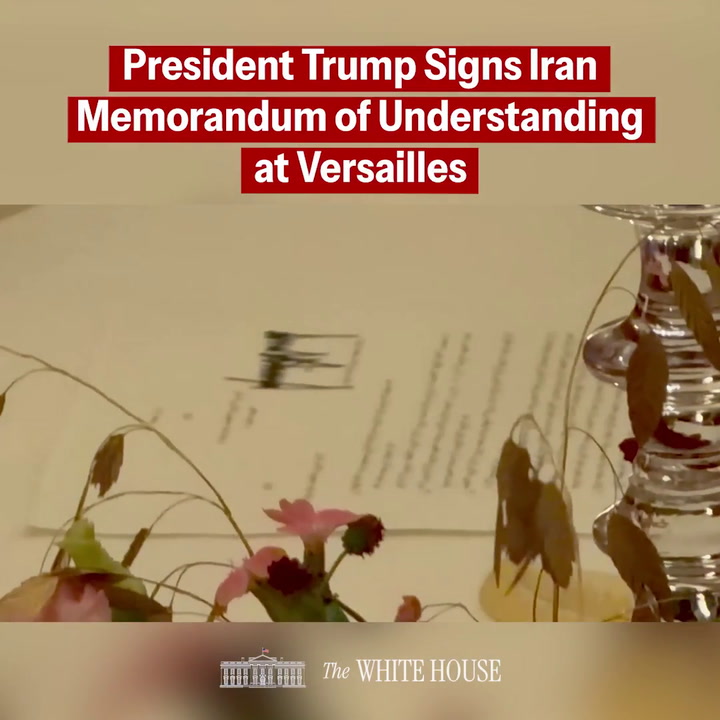 Critics note Trump signed Iran peace deal at Palace of Versailles