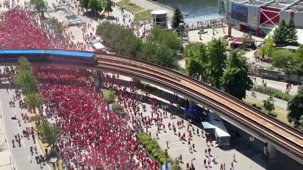 Thousands march in Vancouver ahead of Canada World Cup game at BC Place