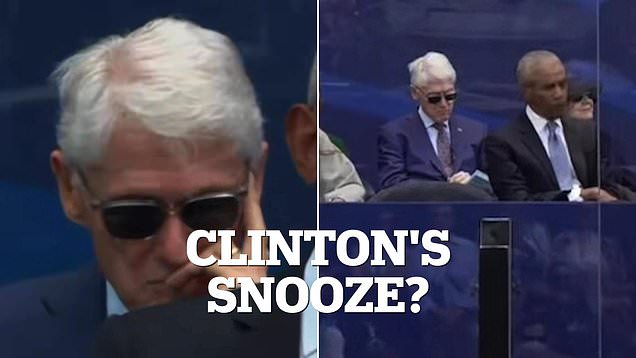 Bill Clinton appears to doze off at Obama center opening