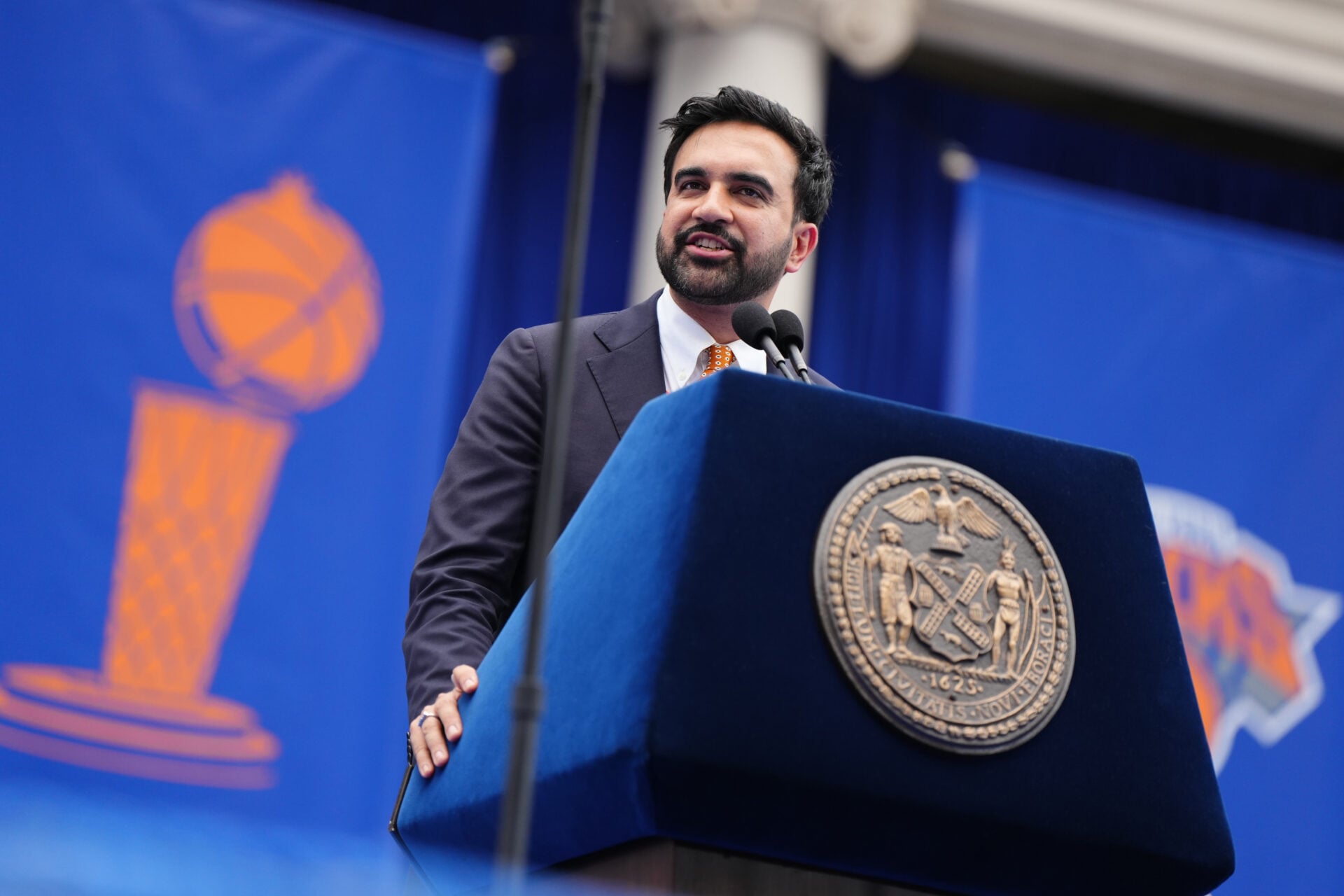 New York mayor Zohran Mamdani’s speech at Knicks NBA championship ...