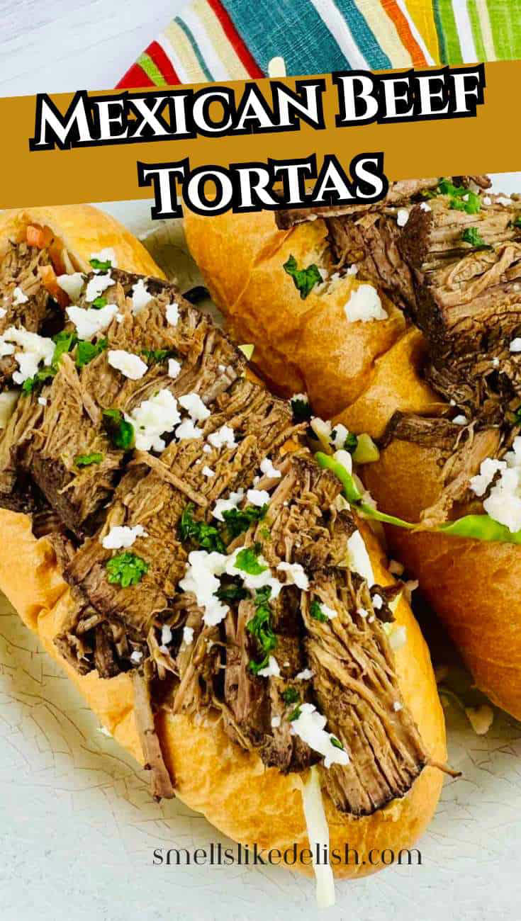 Mexican beef tortas (shredded beef torta sandwiches)