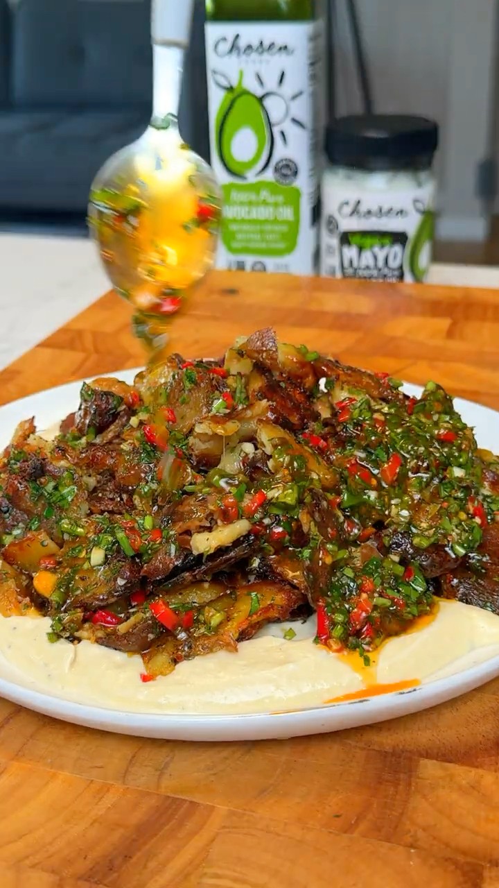 How to make sheet-pan smashed baby potatoes with chimichurri