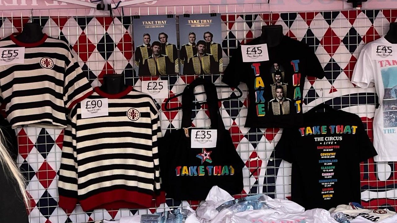 Take That merch prices at Etihad Stadium