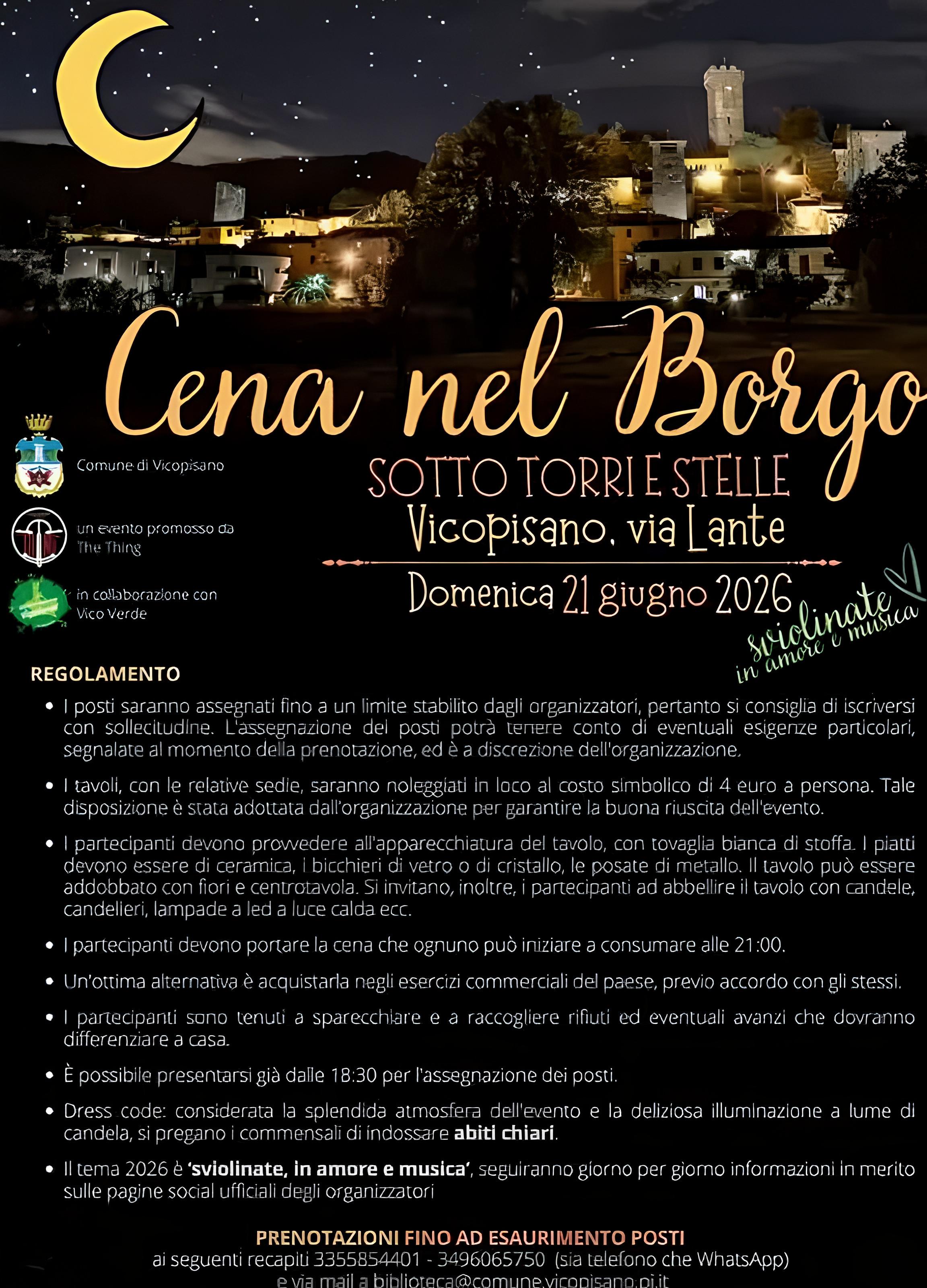 Vicopisano, arriva la cena nel borgo sotto le torri e le stelle