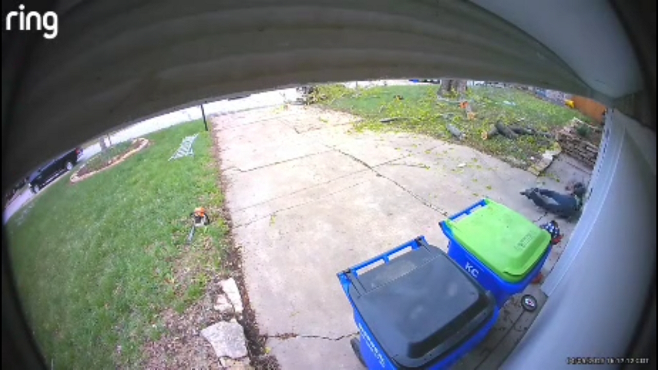 Surprise fall caught on camera in Las Vegas yard