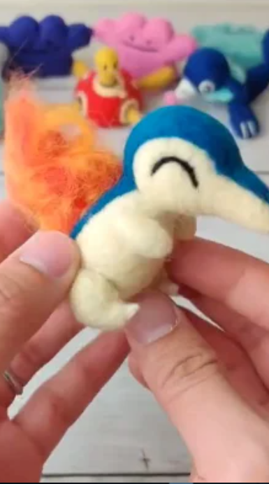 Turning wool into a handmade Cyndaquil figure