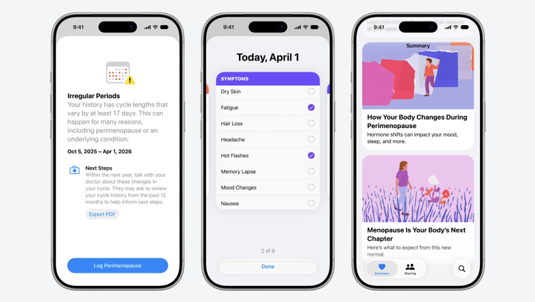 Apple's Health app now supports both menopause and perimenopause
