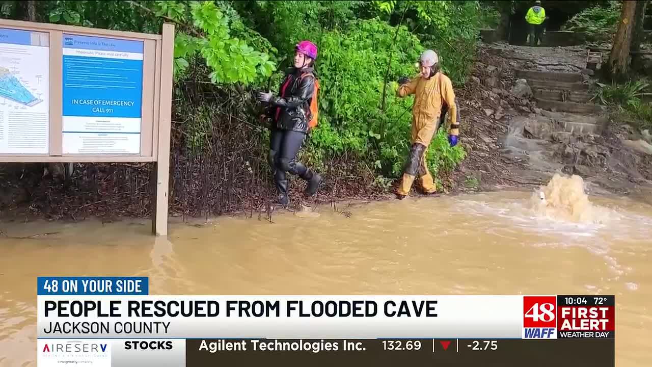 13 people rescued from flooded caves during Jackson County storms