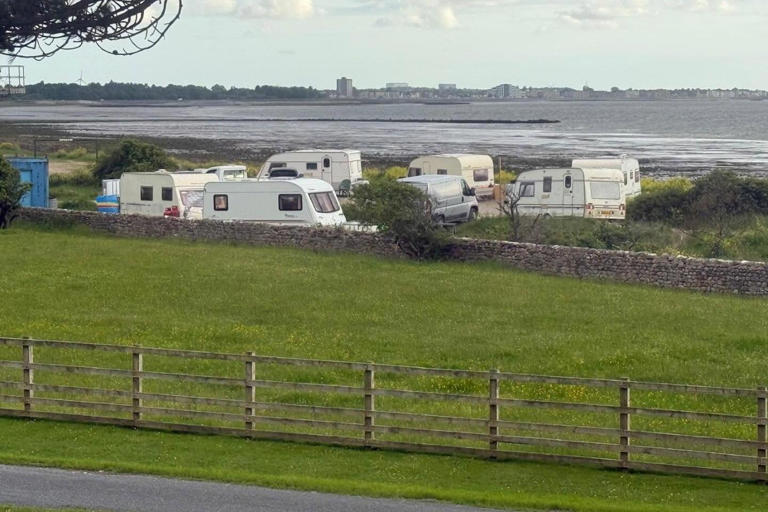 ITV filming on shore at Lancaster village
