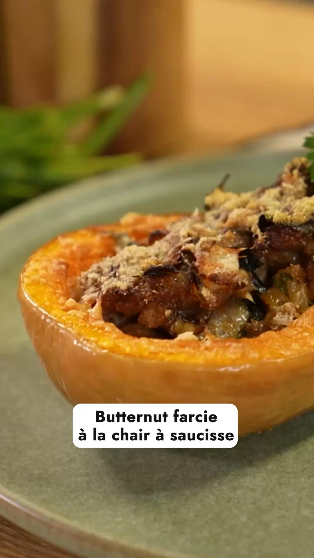 Butternut farcie à la chair à saucisse