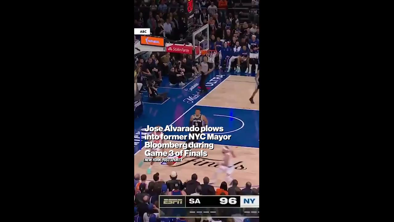 Jose Alvarado crashed into former NYC mayor Bloomberg sitting courtside ...