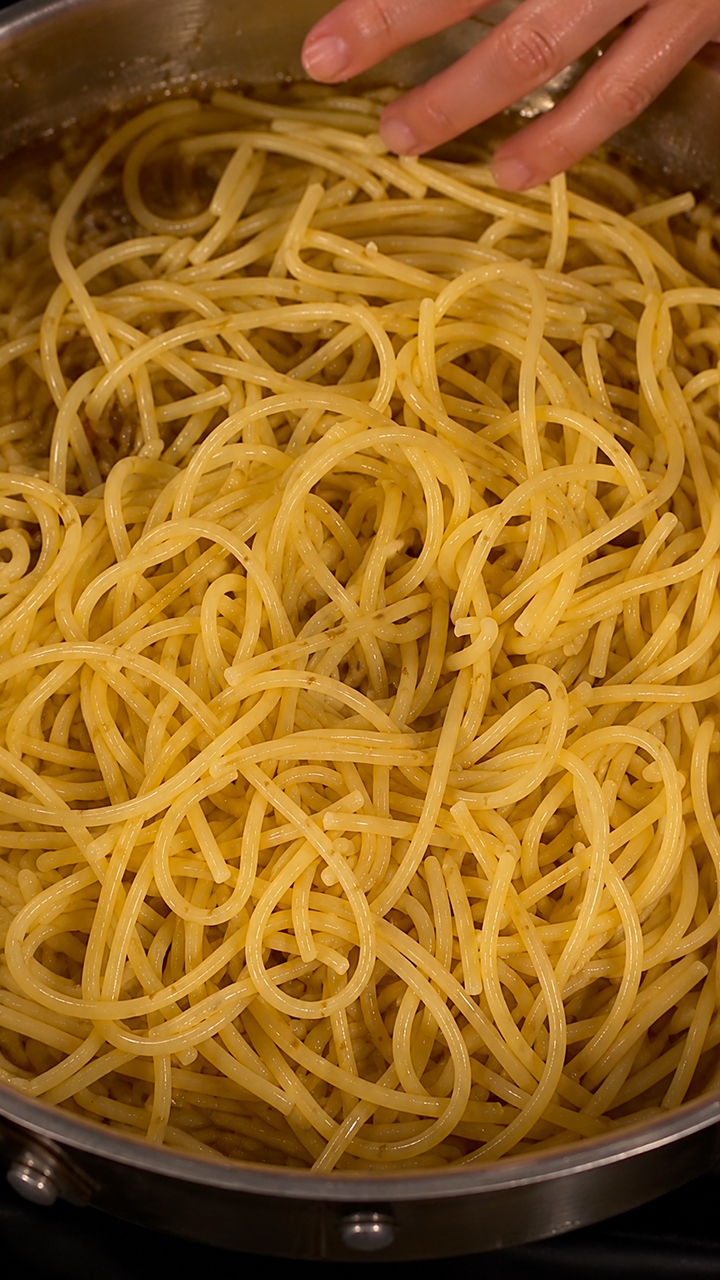 Italian-style bucatini with bottarga and crunchy topping