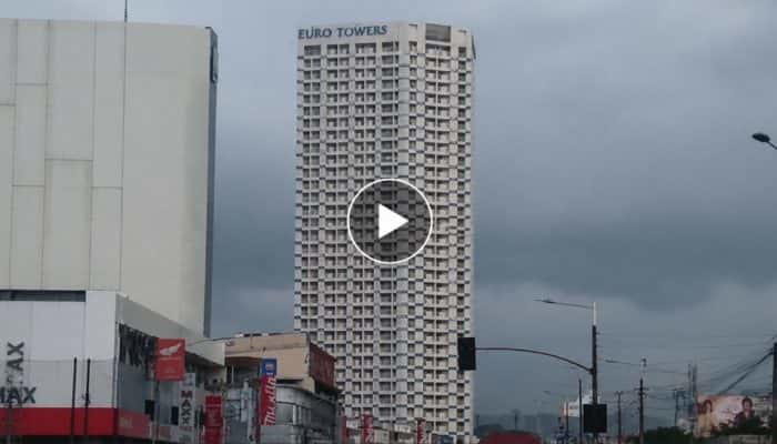 Sky-high splash: 36-storey tower rocks and rooftop pool overflows in ...