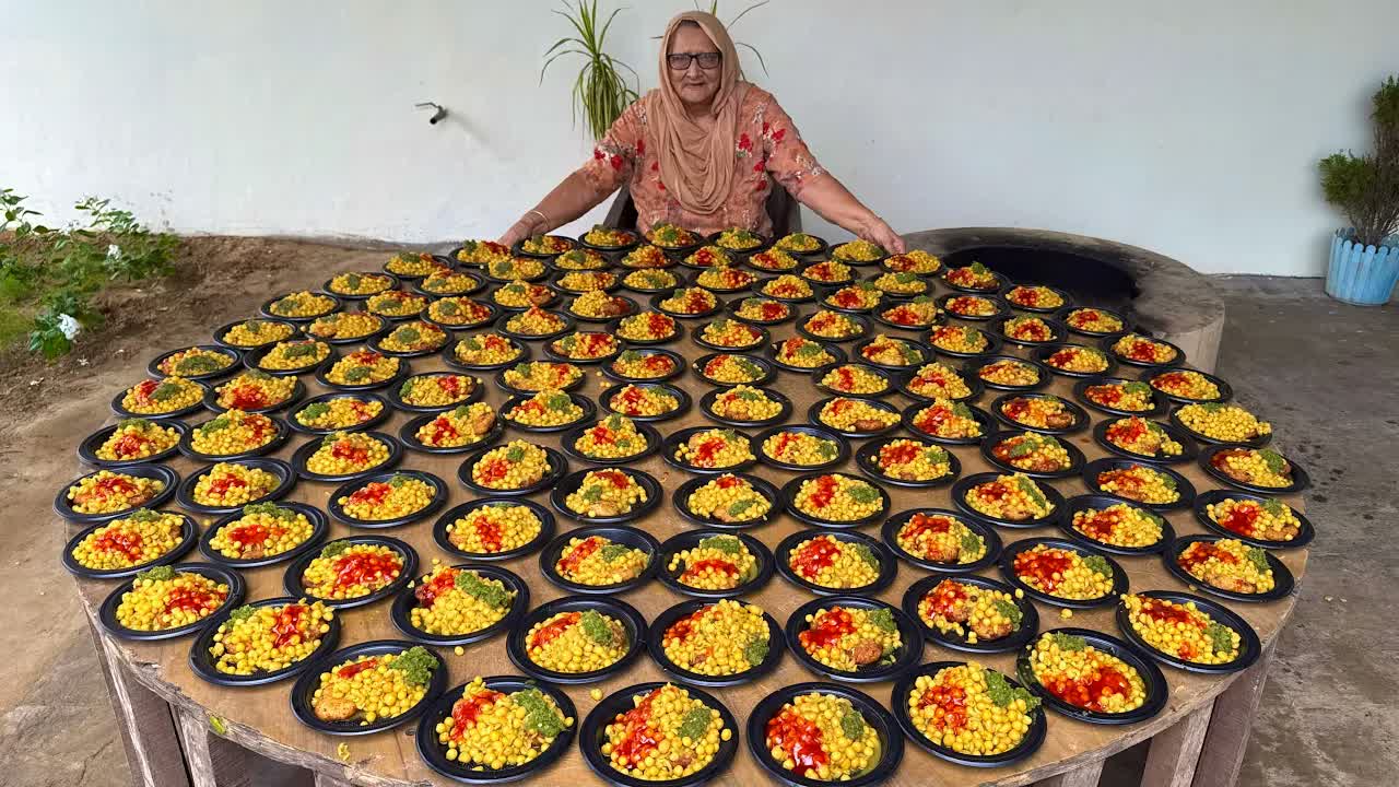 Golden potato patties covered in flavorful ragda