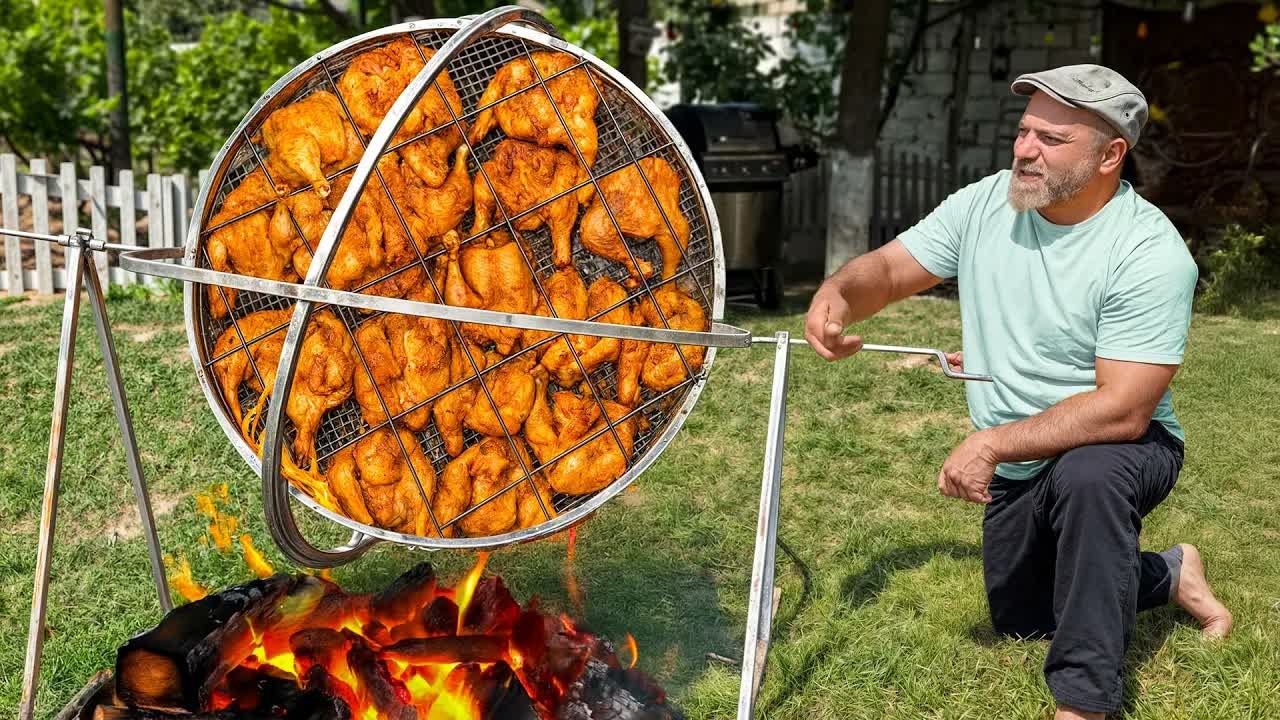 A new fire-cooking method for juicy roast chicken