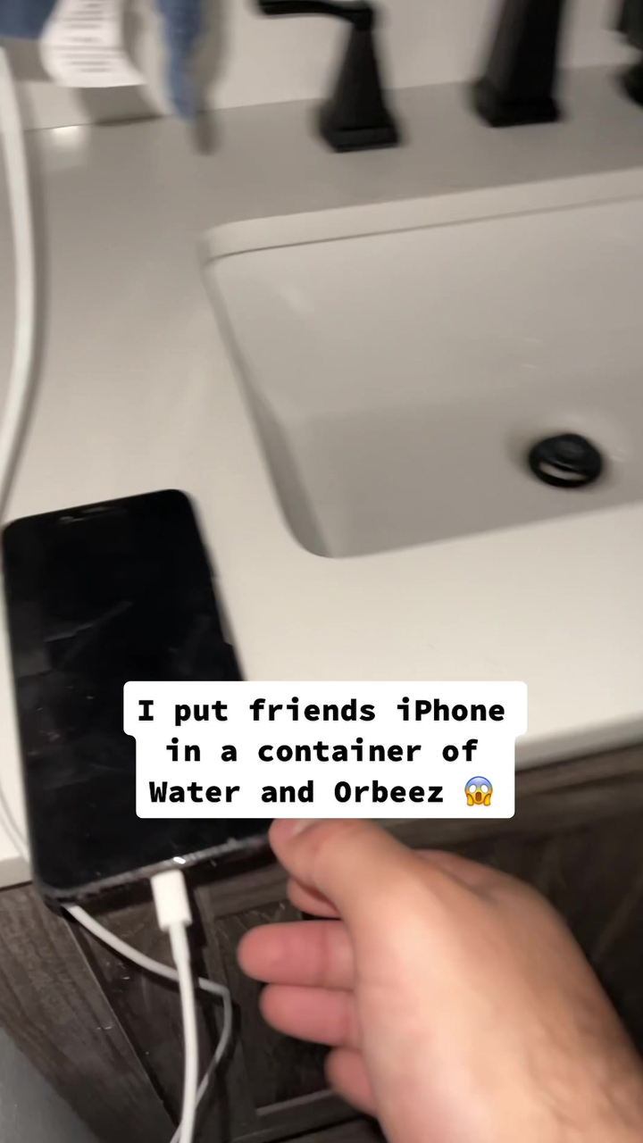 Crazy water prank experiment with Orbeez & iPhone 24 hour test