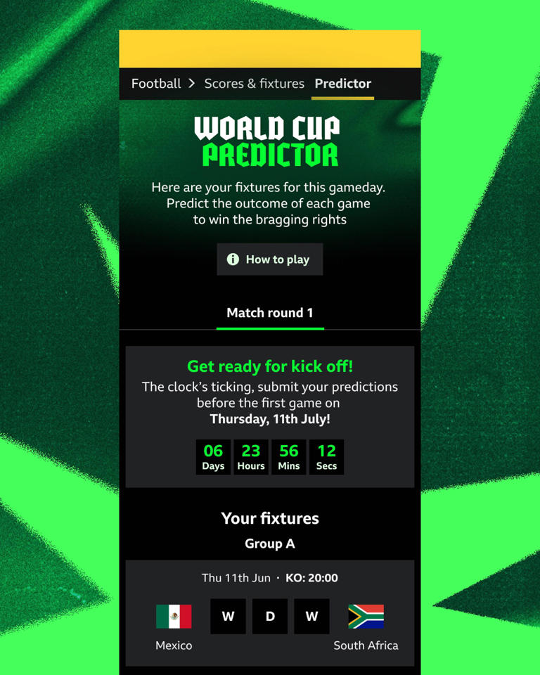 Play BBC Sport's new World Cup predictor game
