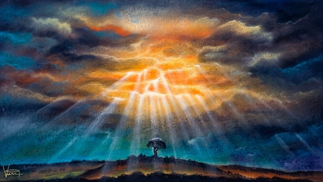 Heavenly shine artwork process | Learn light & glow in pastel art