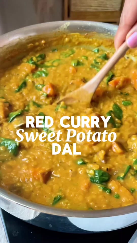 Red curry sweet potato dal packed with flavor