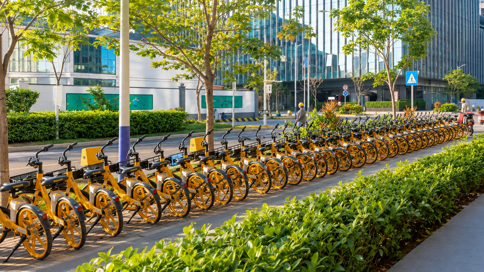This Chinese street hides a perfectly organized yellow bike line