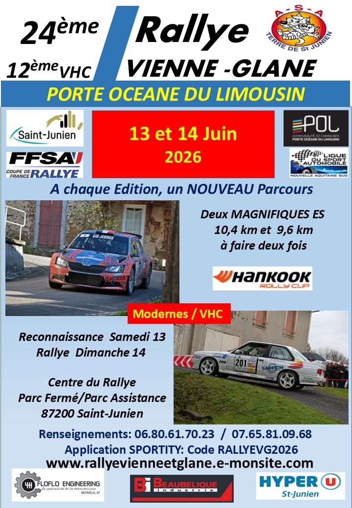 Liste des engagés Rallye Vienne Glane 2026