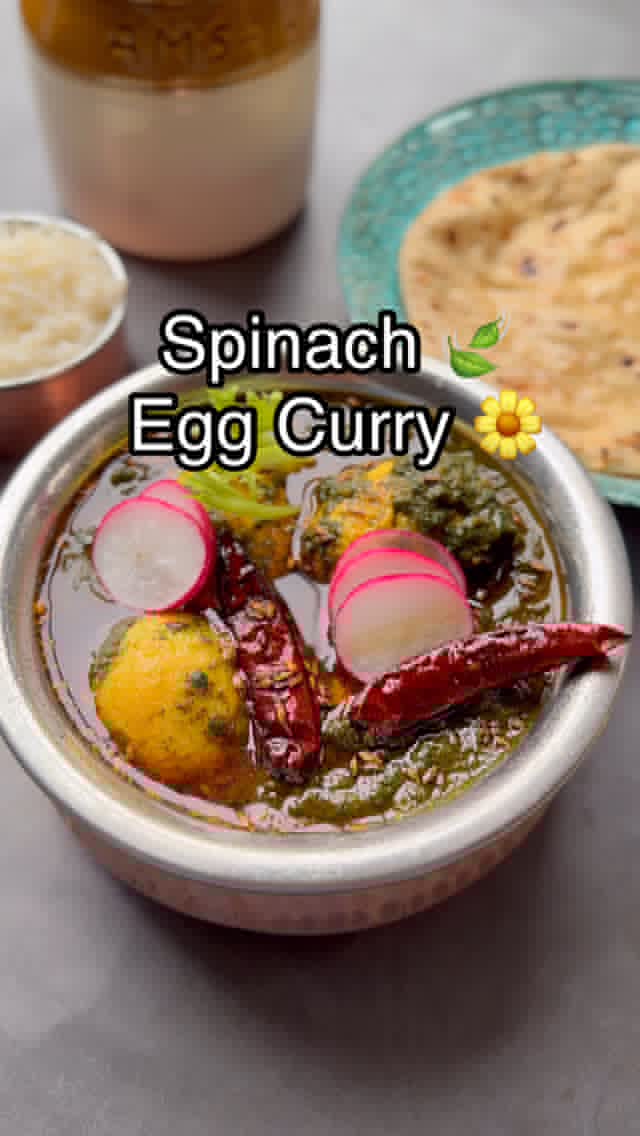 Protein packed spinach egg curry that's big on flavor
