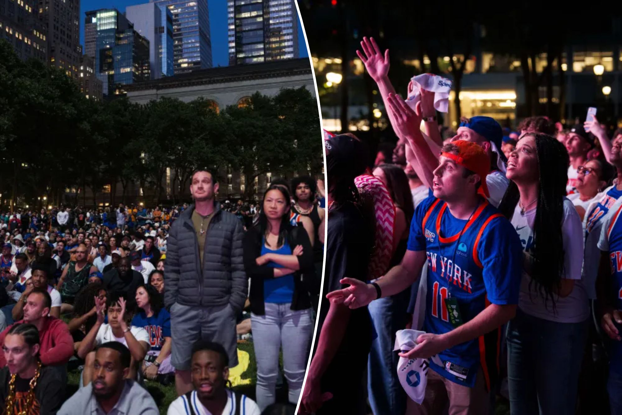 Knicks fans clash with cops in chaotic scene outside Bryant Park Game 3 ...