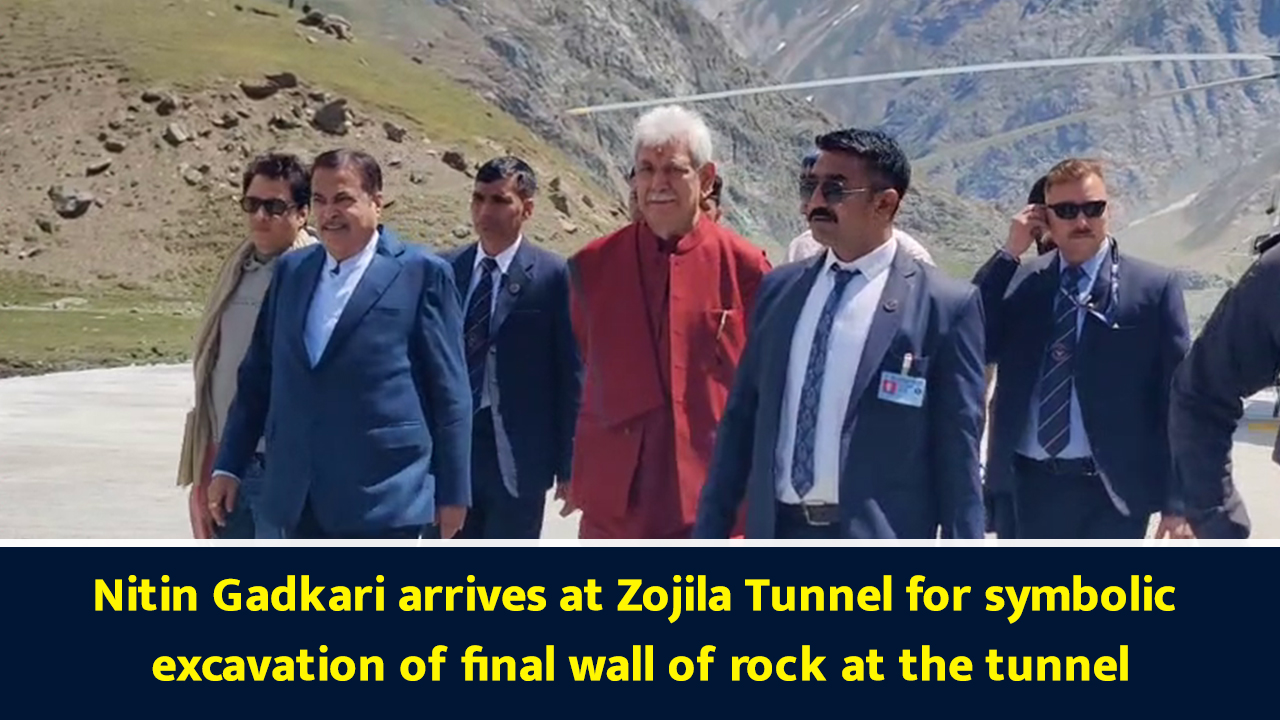 Nitin Gadkari arrives at Zojila Tunnel for symbolic excavation of final ...