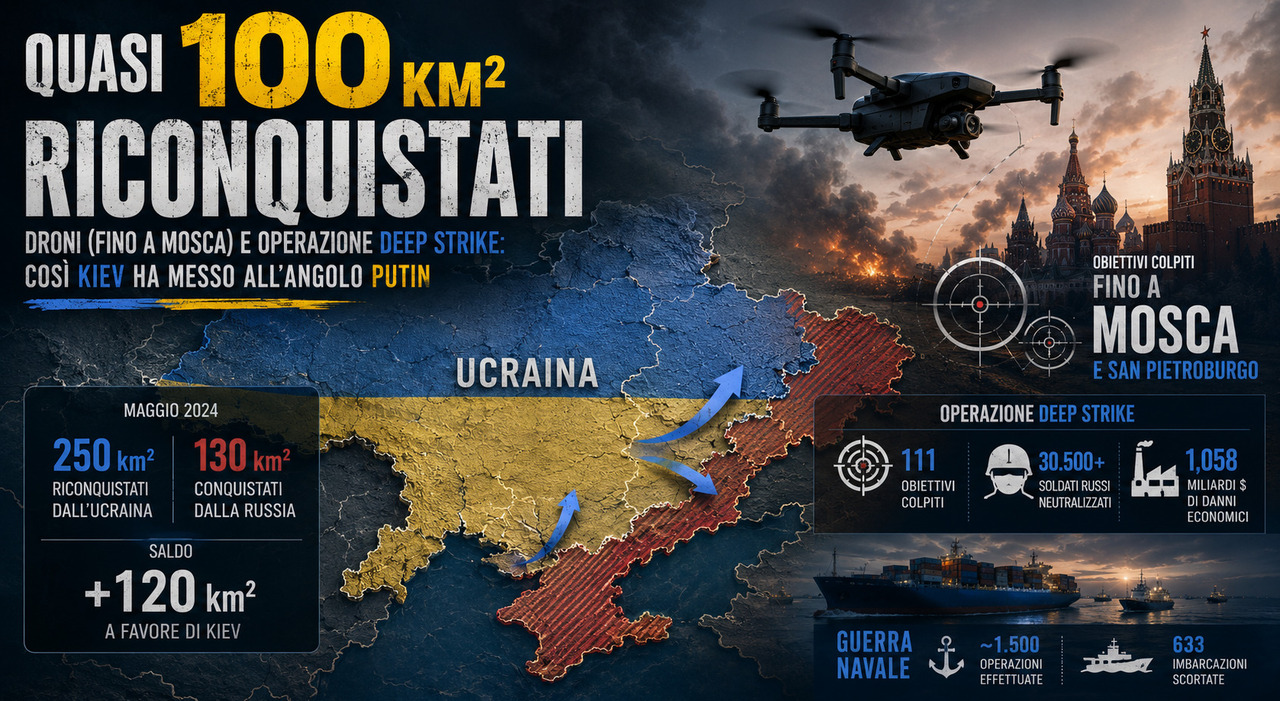 Quasi 100 km quadrati riconquistati, droni (fino a Mosca) e operazione ...