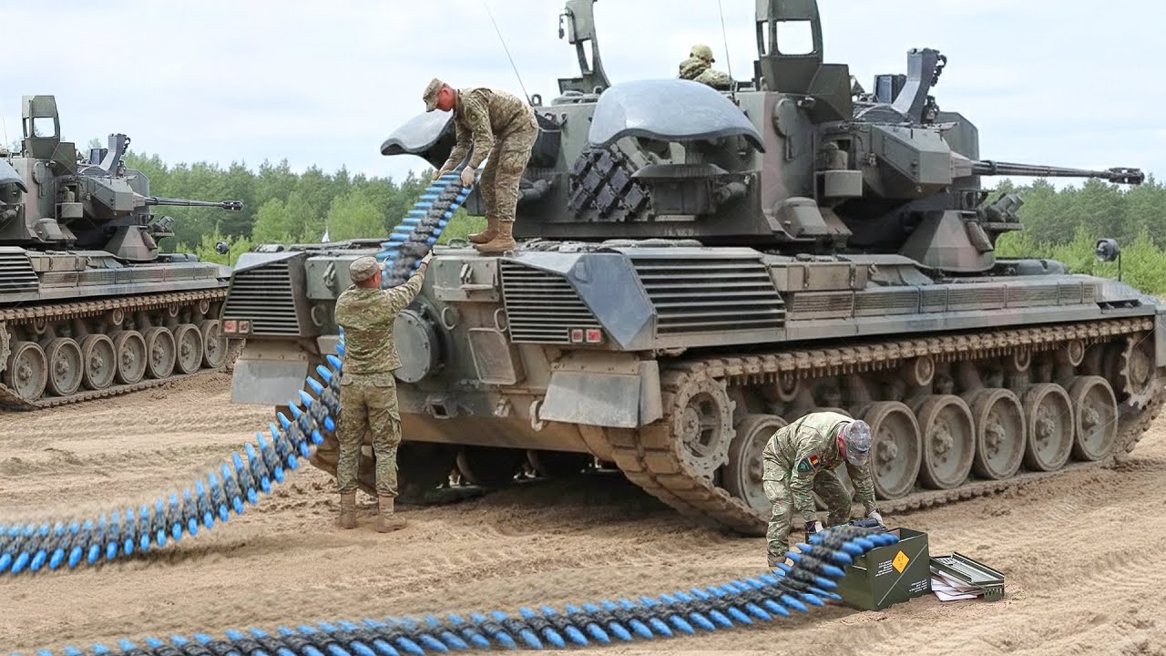 Loading & Firing the Scary Cannons of Massive European Anti Aircraft Tank