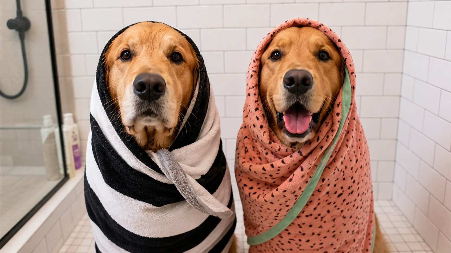 Bath day turned my dogs into burritos