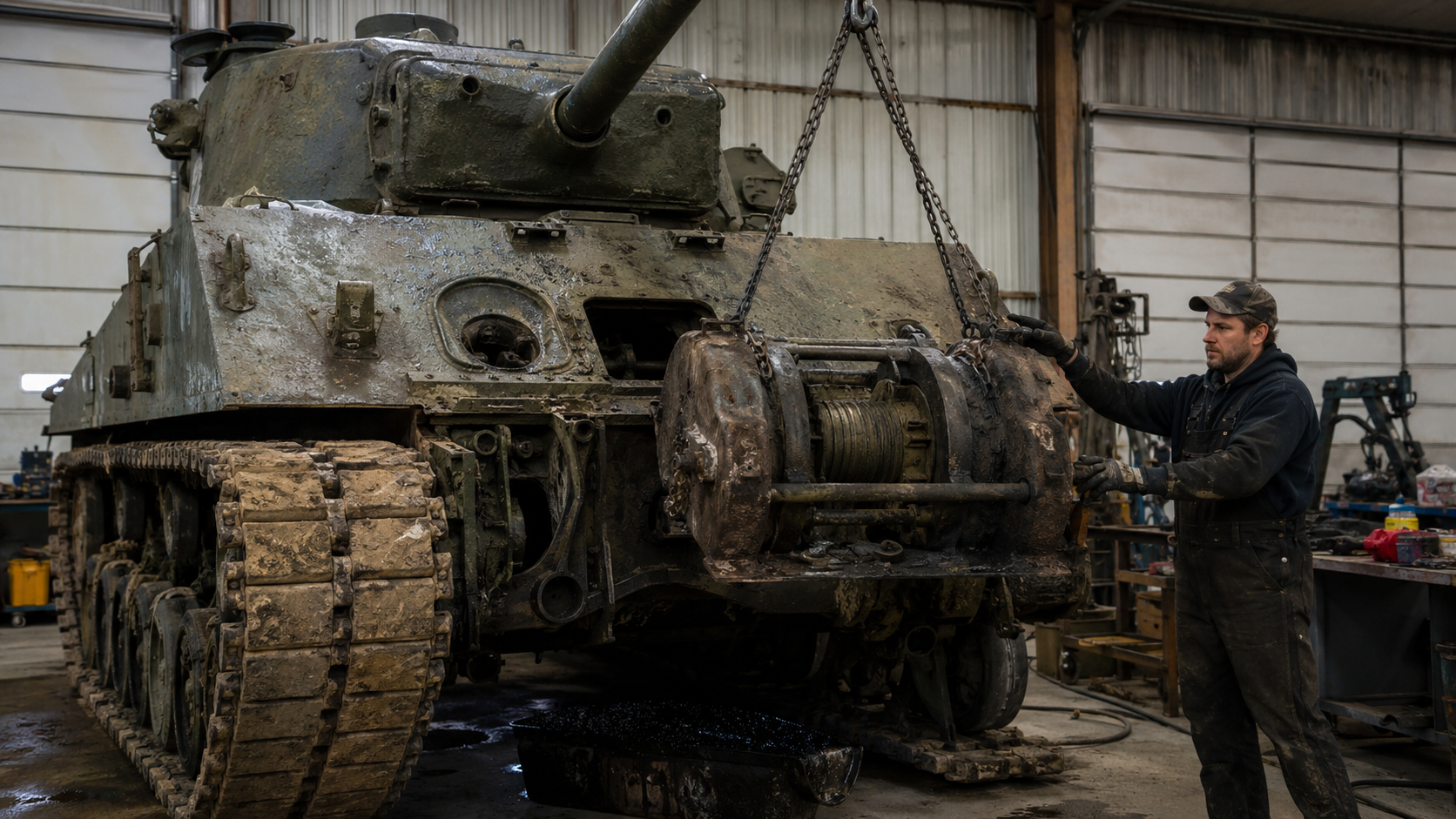 One winch refused to budge on this rare jumbo Sherman
