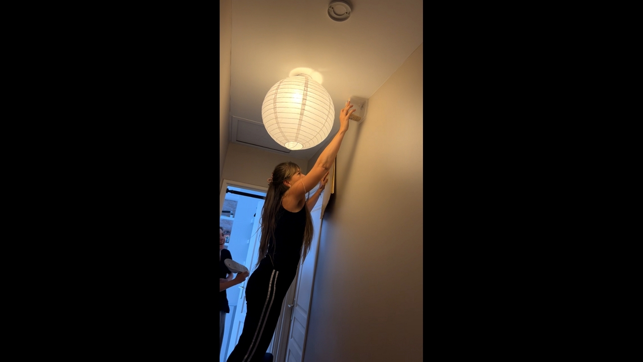 Woman Braveley Traps Spider Standing on Chair in France