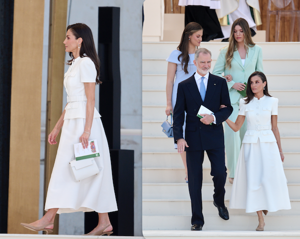 En deux apparitions, la reine Letizia prouve que le total look blanc ...