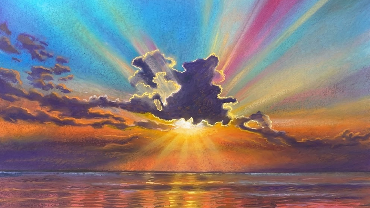 Soft pastel sky painting tutorial | Learn cloud depth & light effects