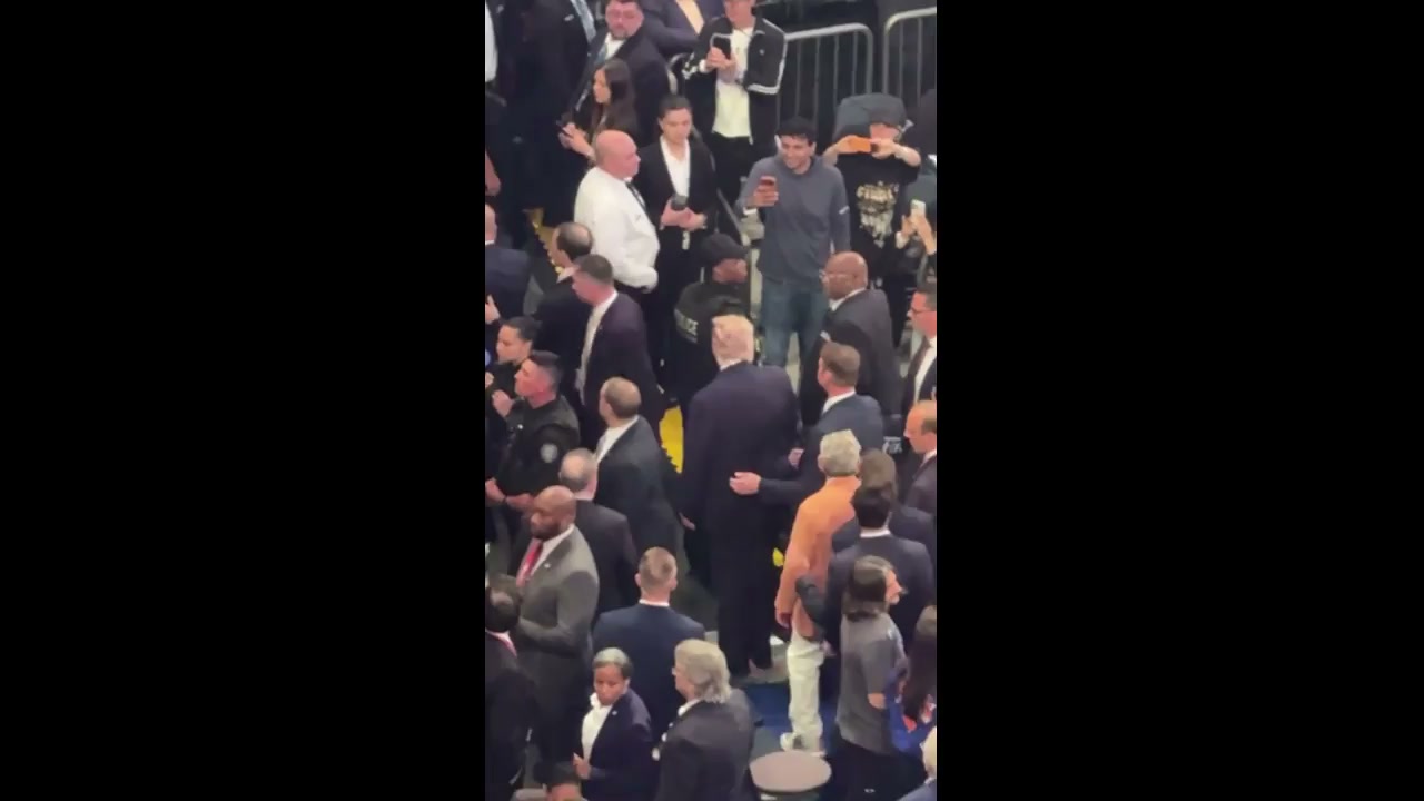 President Trump courtside at NBA Finals game 3