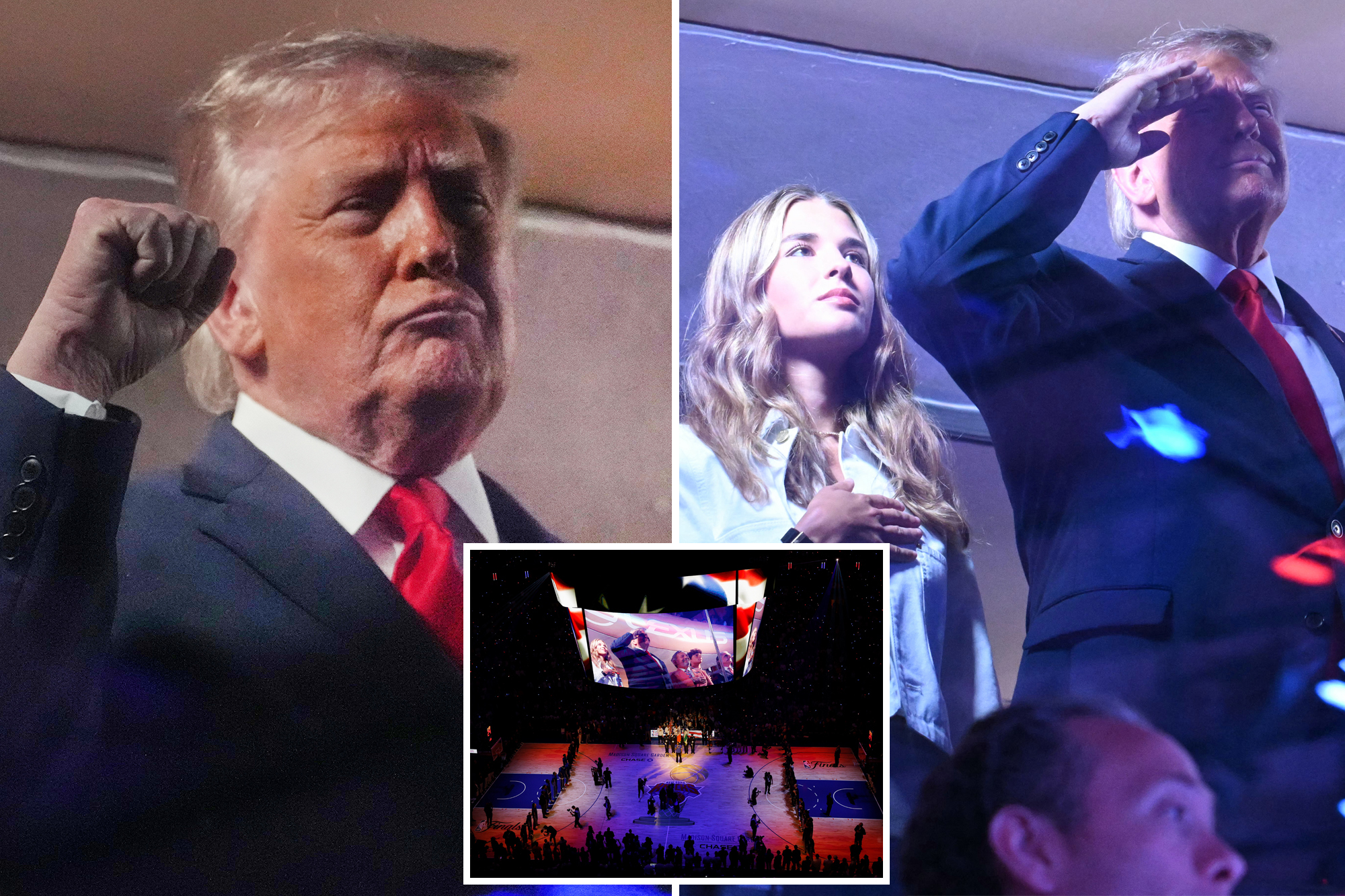 Trump salutes MSG crowd during national anthem of Knicks Game 3 — with ...
