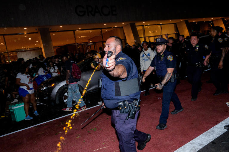 Knicks watch party descends into chaos as police pepper spray fans