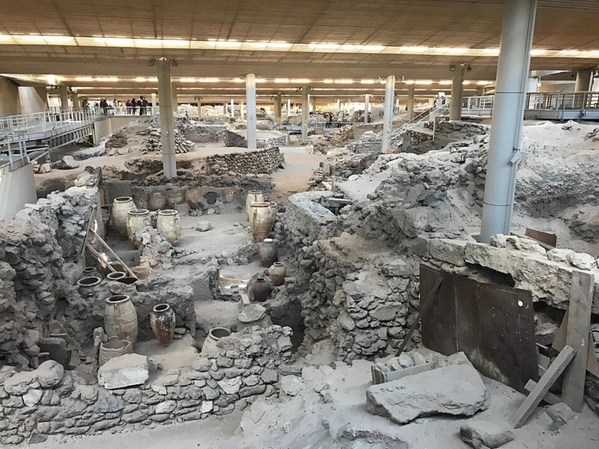In 1967, an archaeologist’s spade bit into volcanic ash on Santorini ...