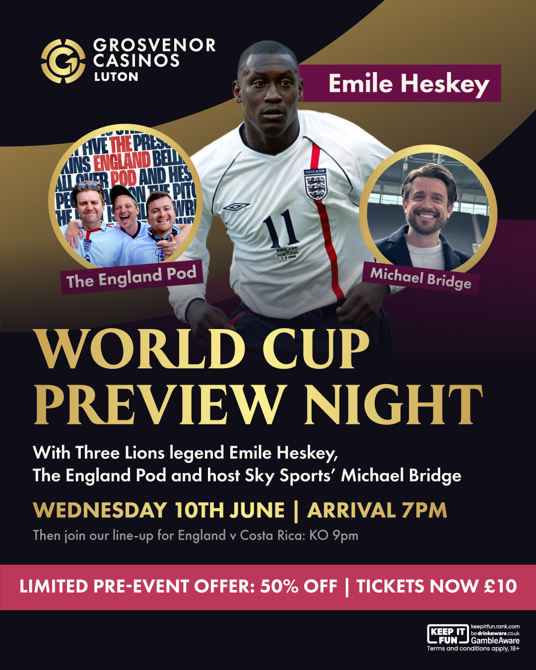 Emile Heskey to headline World Cup preview event at Grosvenor Casino Luton