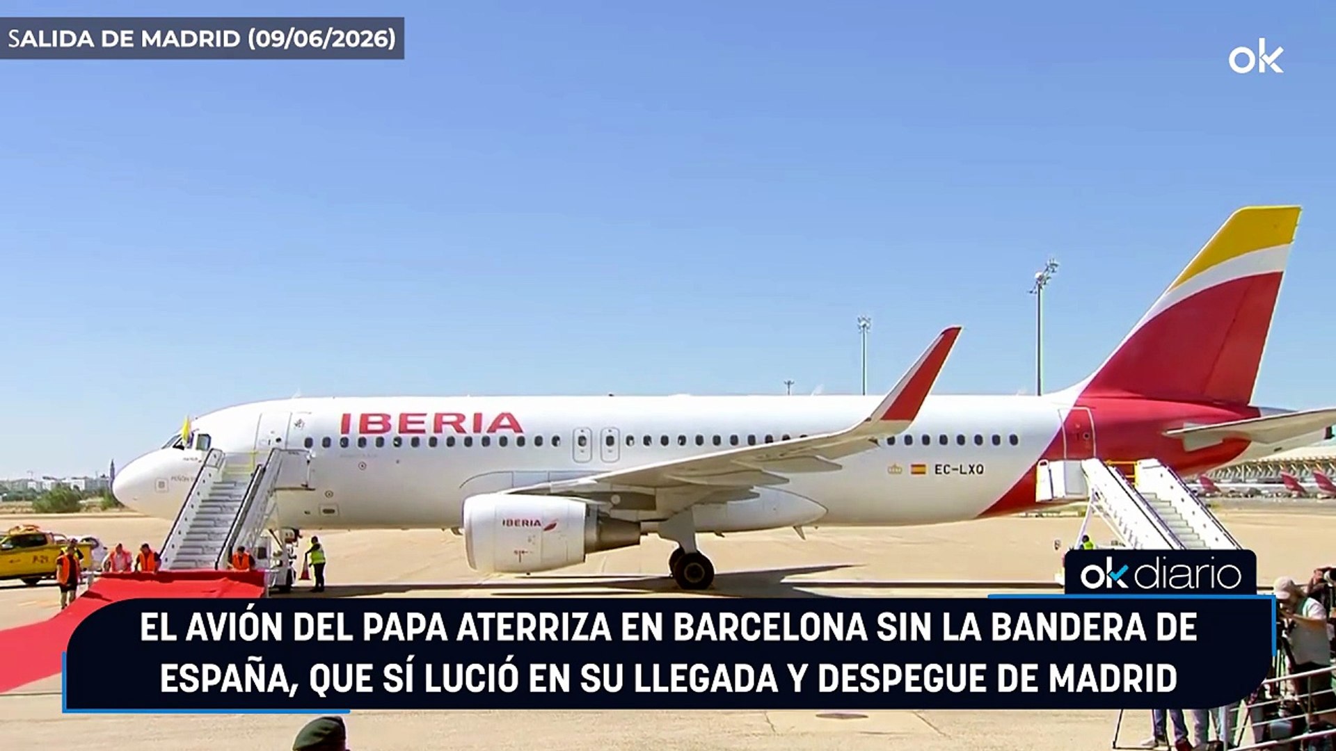El avión del Papa aterriza en Barcelona sin la bandera de España, que ...